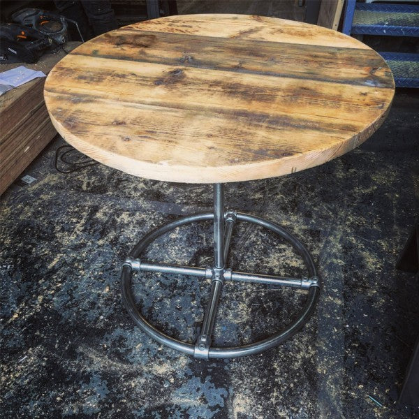 Round Reclaimed Scaffold Dining Table | Outdoor Furniture | Rugged ...